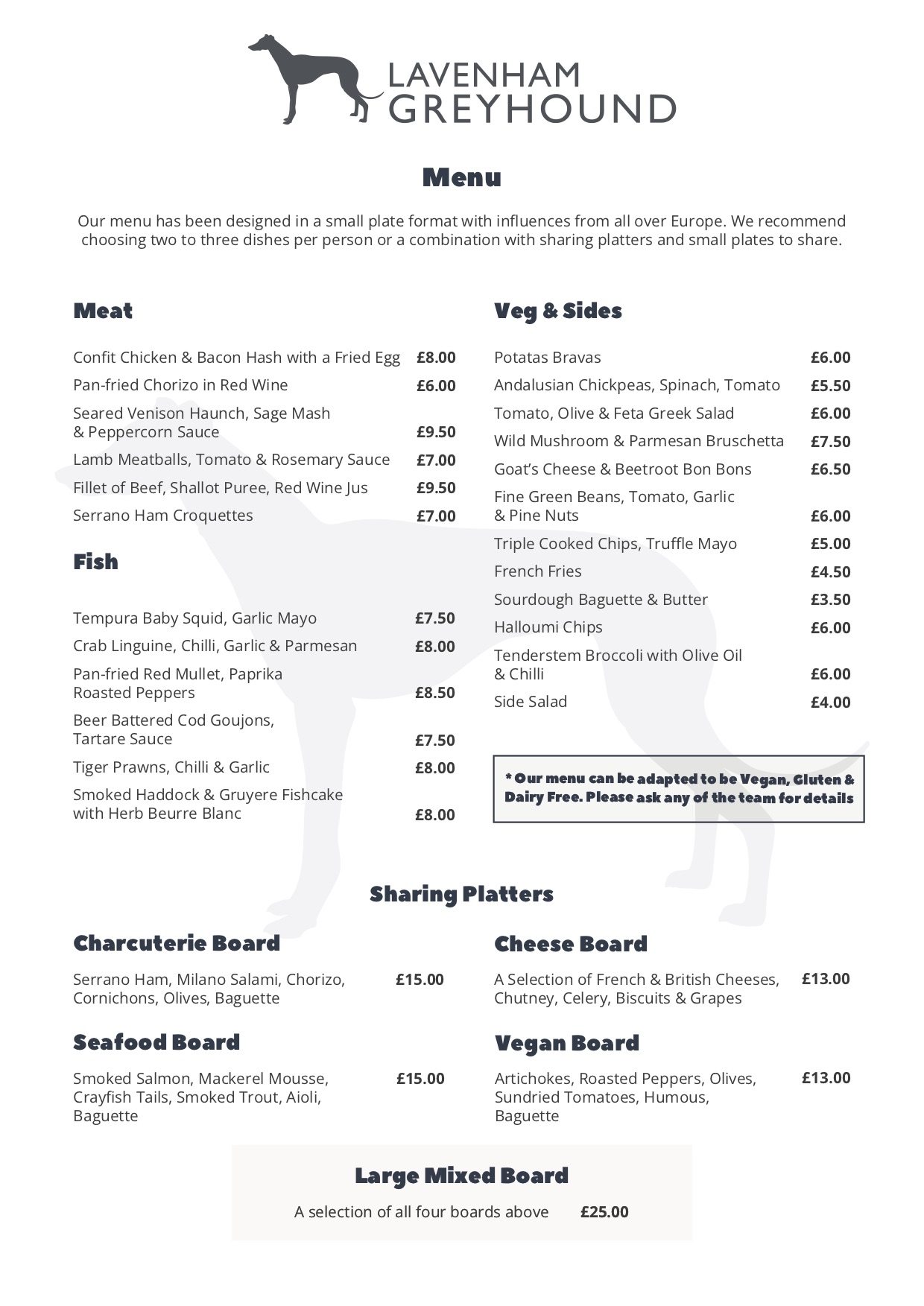 The Menu – The Greyhound Lavenham