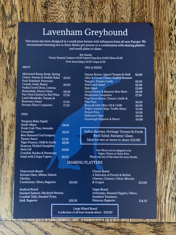The Menu – The Greyhound Lavenham
