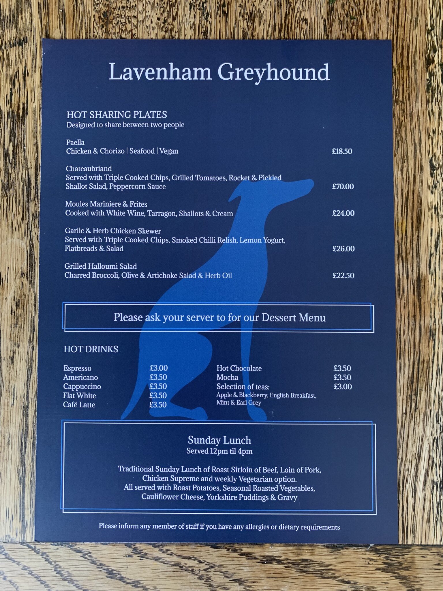 The Menu – The Greyhound Lavenham