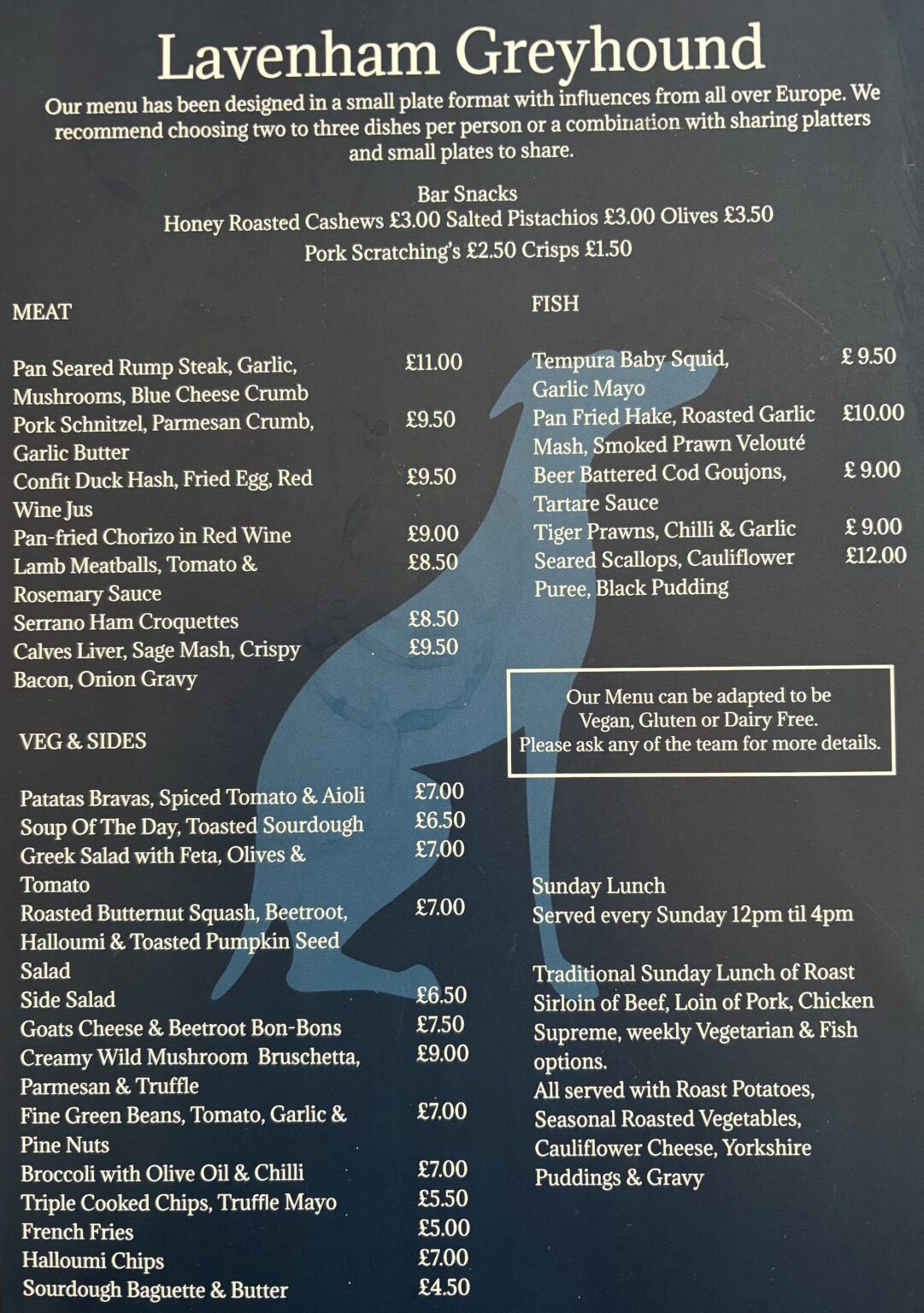 The Menu – The Greyhound Lavenham
